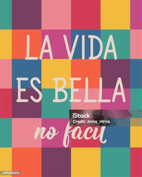 스페인어 번역 인생은 아름답지만 쉽지 않습니다 손으로 그린 글자가 있는 인사말 카드 개념에 대한 스톡 벡터 아트 및 기타 이미지 개념 격언 긍정적인 감정 표현