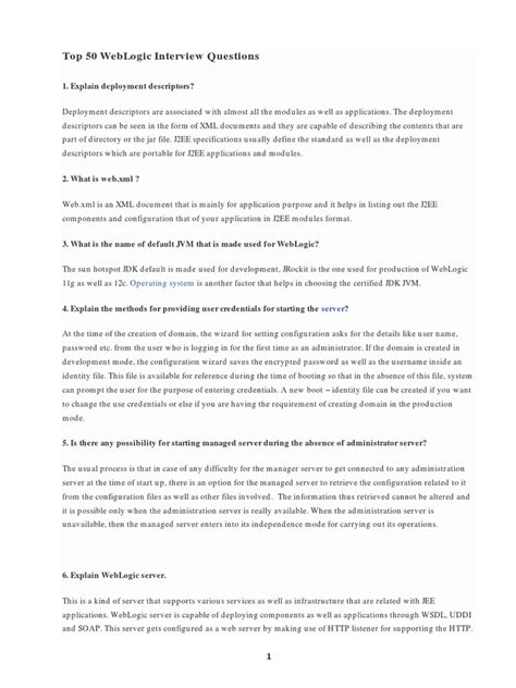 weblogic questions pdf java programming language web server
