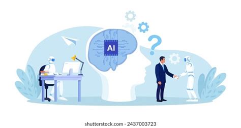 사업가가 스마트 Ai 두뇌와 협업한다 비즈니스 스톡 벡터로열티 프리 2437003723 Shutterstock