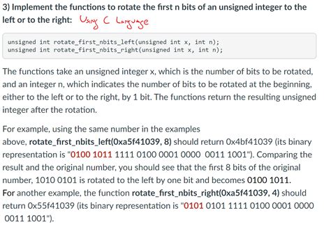 Solved 3 Implement The Functions To Rotate The First N Bits