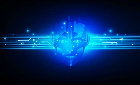 Abstract Artificial Intelligence Face Robot Face Combined With Electronic Circuit Machine