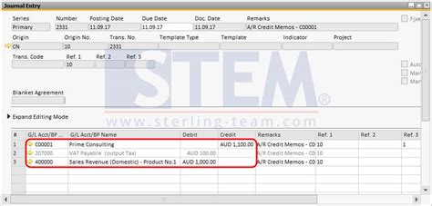 Credit Memo Without Inventory Posting Sap Business One Indonesia Tips Stem Sap Gold Partner
