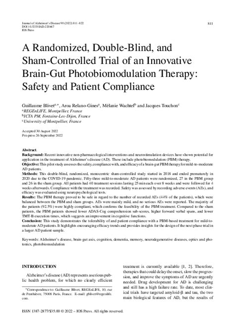 Pdf A Randomized Double Blind And Sham Controlled Trial Of An