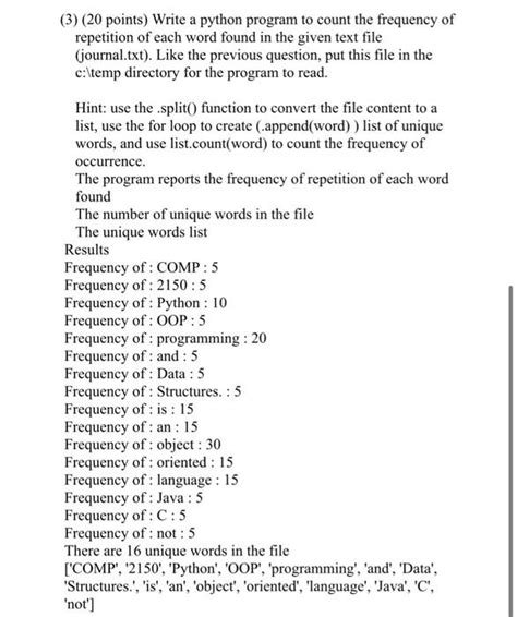Solved 3 20 Points Write A Python Program To Count The