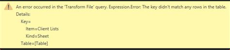 Power Query Error The Key Didnt Match Any Rows In The Table When Combining Microsoft