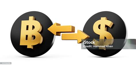 금색과 검은색 바트에서 달러로 기호 아이콘 그림자가 있는 통화 교환 아이콘 3d 그림 0명에 대한 스톡 사진 및 기타 이미지 0명 3차원 형태 검은색 Istock