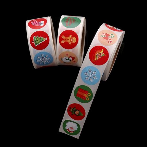 500 шт рулон Счастливого Рождества крафт наклейки Санта Клаус Олень Рождественское дерево