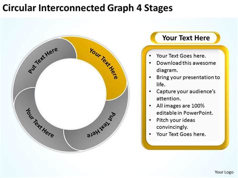 Circular Interconnected Graph 4 Stages Ppt Powerpoint Slides Template