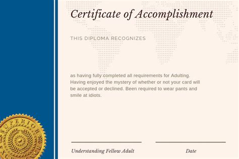 Certificate Of Adulting Gag Gift Instant Download Etsy