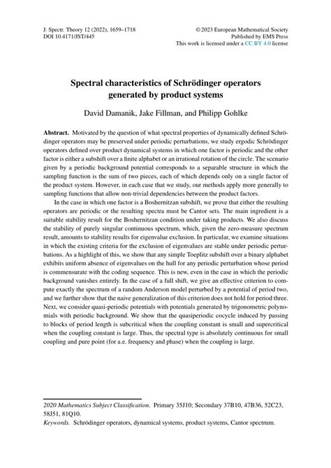 PDF Spectral characteristics of Schrödinger operators generated by product systems