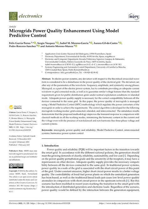 Microgrids Power Quality Enhancement Using Model Predictive Control DocsLib