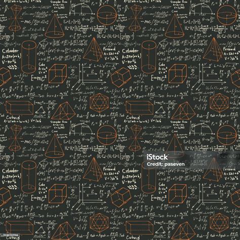 Math Seamless Pattern With Formulas And Sketches Stock Illustration