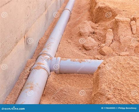 Junction Of Plastic Sewer Pipes Sewage Pipeline System Of Residential Building Under