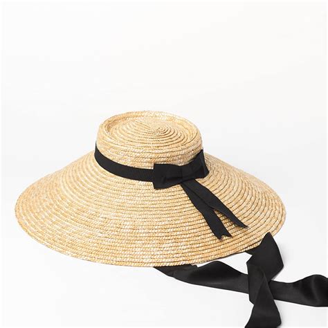 Straw Top Hat Chin Tie Women Wide Brim Hat Ribbon Lampshade Etsy
