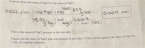 Solved Figure Out The Mass Of NaCl That Was Present In Test Chegg Com