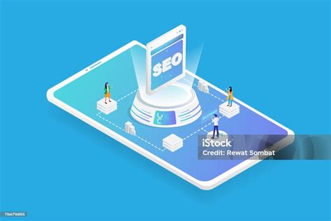 검색 엔진 최적화 전략 개념 아이소메트릭 3d 미래지향적 디지털 입력 키워드는 Seo 기술입니다 현대 금융 및 비즈니스 온라인 마케팅 벡터 일러스트 방문 페이지 웹