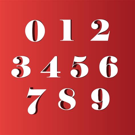 0에서 9까지의 숫자 세트 프리미엄 벡터