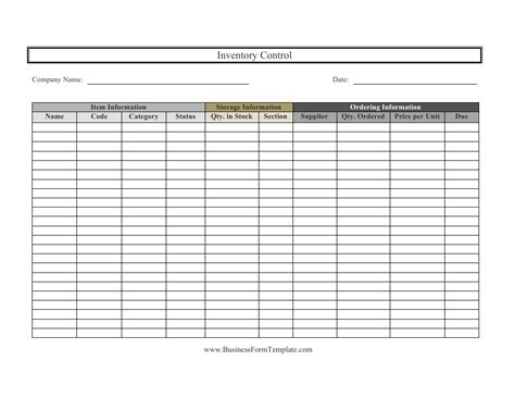 Inventory Control Spreadsheet Template Download Printable PDF Templateroller