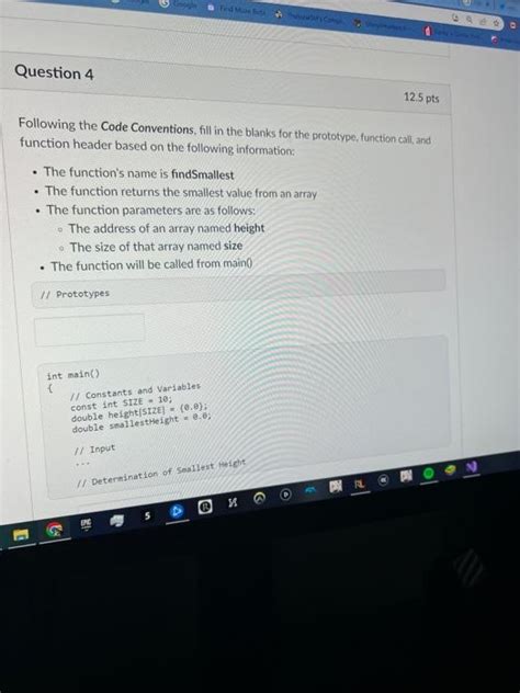 Solved Following The Code Conventions Fill In The Blanks