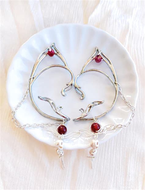 Elena Dark Faerie Earring Silver Vampire Ears Elf Ear Cuff