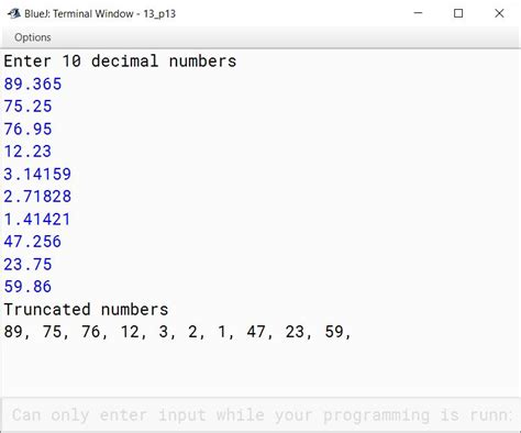 write a program to accept 10 different decimal numbers double data