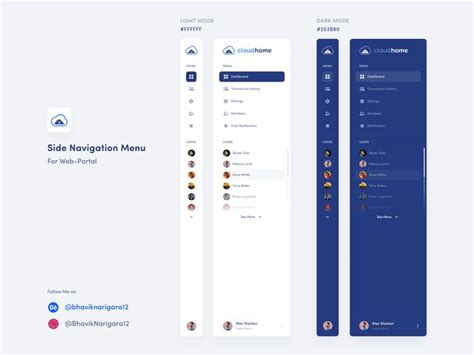 side navigation menu ui design for web portal