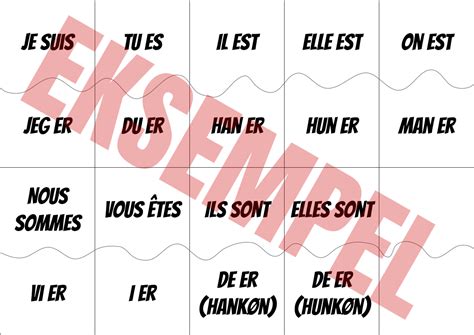 FRANSK Matchbrikker Verbebøjning Avoir être aller faire