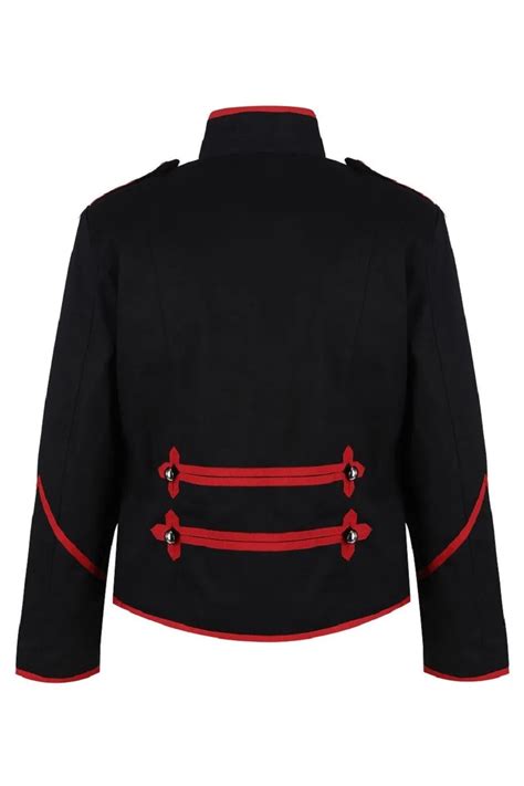 Mens Steampunk Emo Mcr Drummer Parade Jacket Black And Red Ro Rox