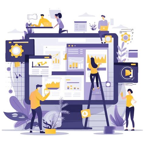 premium photo 2d people working on a project and programming concepts