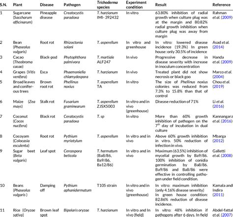 Biocontrol Action Of Trichoderma Against Different Crop Diseases Download Scientific Diagram