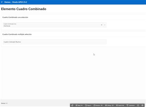 Nuevo elemento de página en Oracle APEX 23 2 Cuadro Combinado