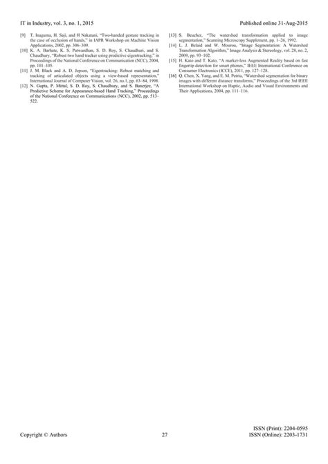 Using Watershed Transform For Vision Based Two Hand Occlusion In An Interactive Ar Environment Pdf