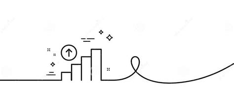 Graph Line Icon Column Chart Sign Continuous Line With Curl Vector Stock Illustration