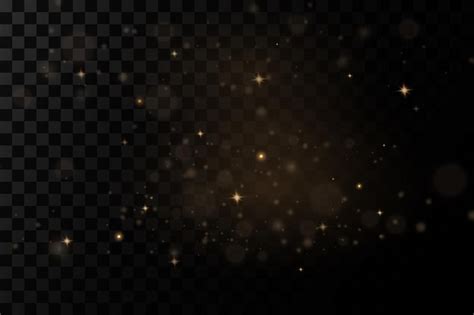 글로우 조명 효과 반짝이는 마법의 먼지 입자 먼지 스파크와 황금빛 별이 빛납니다 프리미엄 벡터