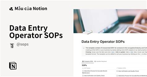 Data Entry Operator Sops Mẫu Do Sops Tạo Thị Trường Notion