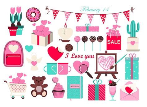 Premium Vector Huge Set Of Icons For Valentine S Day Vector Illustration Of Objects For The