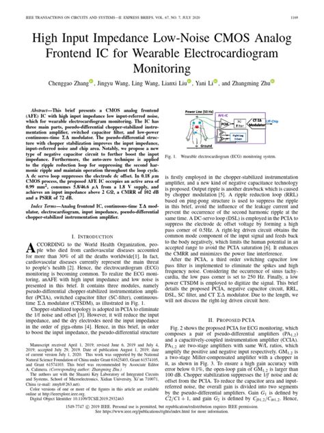 High Input Impedance Low Noise Cmos Analog Frontend Ic For Wearable