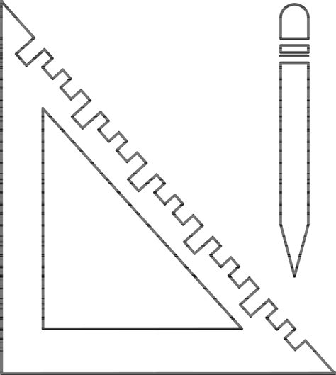 Triangular Ruler And Pencil In Black Line Art Vector Art At Vecteezy