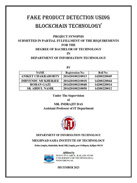 Fake Product Detection Using Blockchain Technologyfinal Project Reportit7th Sem Pdf