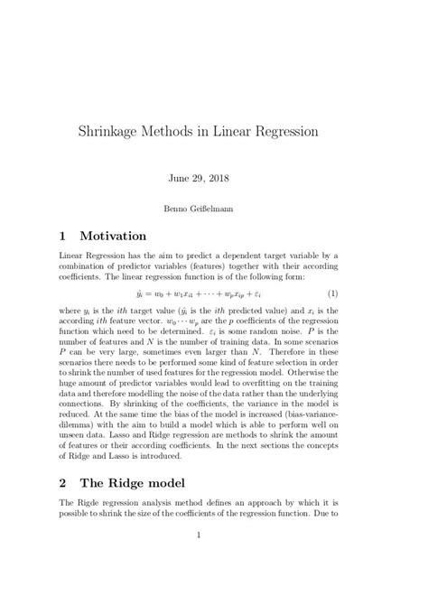 Shrinkage Methods In Linear Regression