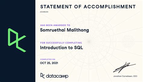Somruethai Malithong On Linkedin Datacamp Sqldatabase Sql