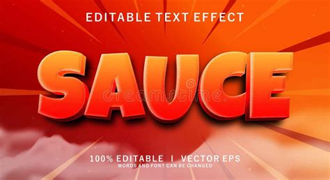 Sauce 3d Vector Text Effect With Modern Style Design Stock Illustration