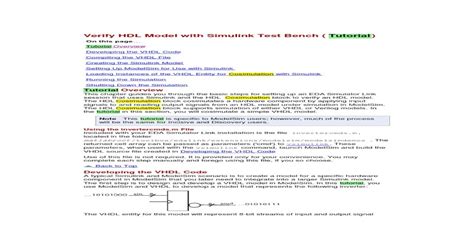 Verify Hdl Model With Simulink Test Bench Tutorial Pdf Document