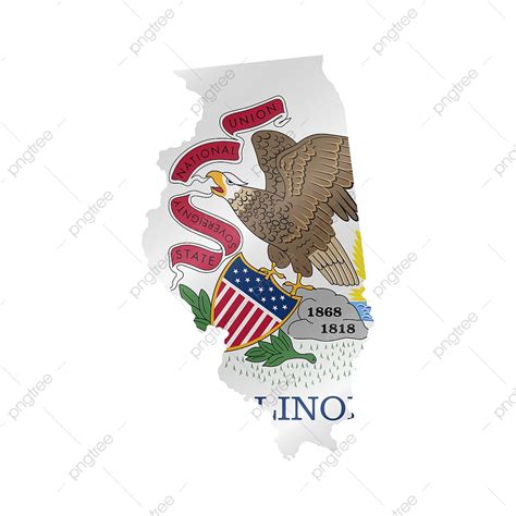 Illinois Map Vector Png Images Detailed Waving Flag Map Of Illinois