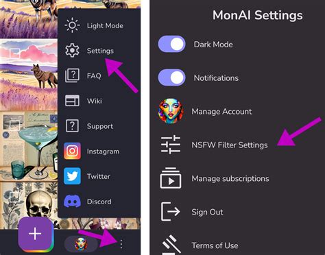 NSFW Home Page Settings MonAI