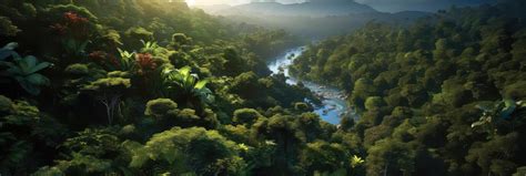 Premium Photo Dense Jungle Photo Realistic Illustration Generative Ai Jungle Forest Tree River