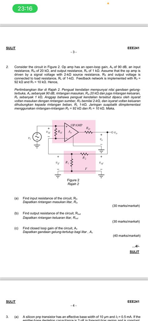 Solved Consider The Circuit In Figure 2 Op Has An Chegg Com