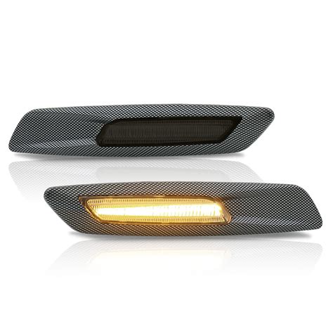 Ajp Distributors Carbon Finish Smoked Lens Amber Sequential Led Side Markers Turn Signal Lights