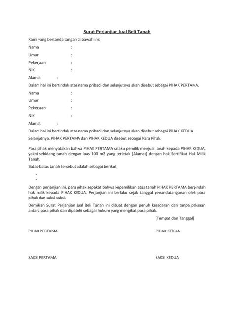 Surat Perjanjian Jual Beli Rumah Simpel Contoh Surat Resmi