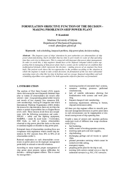 Pdf Formulation Objective Function Of The Decision Making Problem